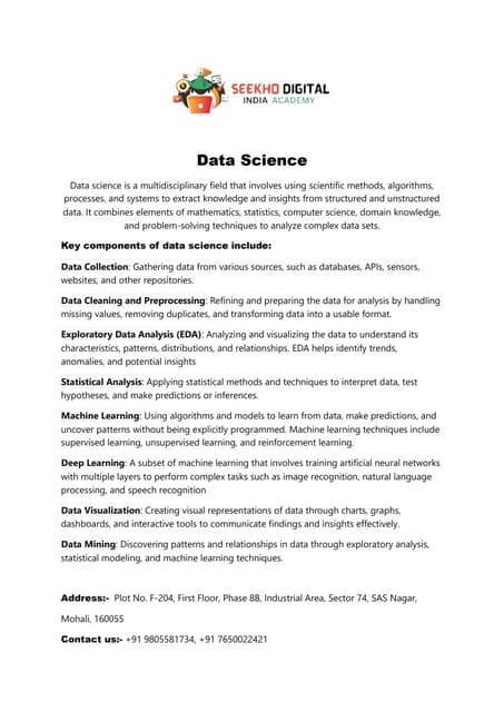 Basic concept of Data-Science and its Applications | PPT