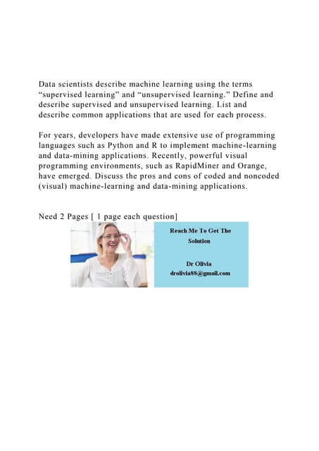 Data scientists describe machine learning using the terms sup.docx Data scientists describe machine learning using the terms sup.docx