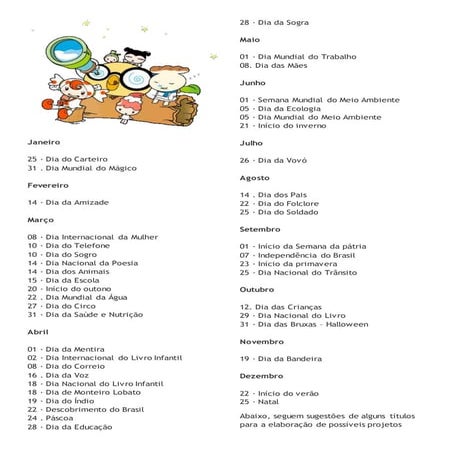 Datas comemorativas | DOCX