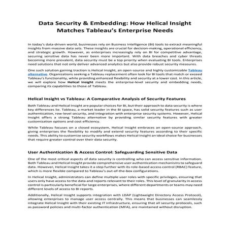 Data Security & Embedding How Helical Insight Matches Tableau’s ...