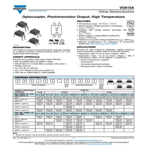 VO615A-2X009T - Datasheet - VISHAY | PDF