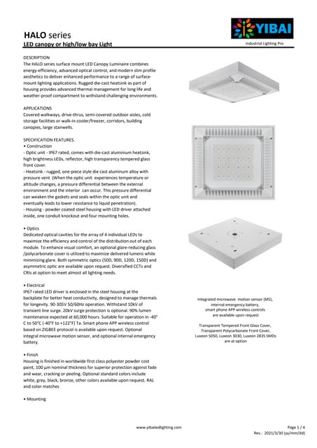 Claro tutis highbay specifications v2.0 | PDF
