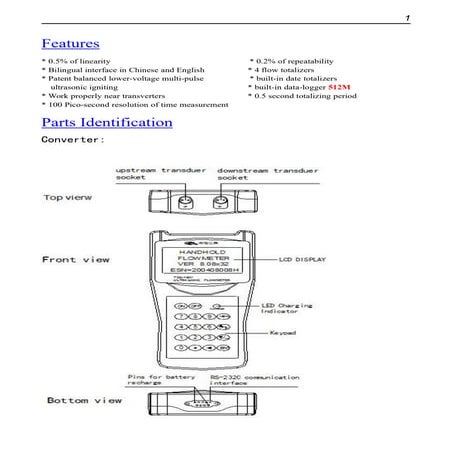 Ultrasonic Flow Meter Manual _ Débitmètres À Ultrasons – ALHFO