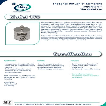 Genie supreme 120 membrane seperator datasheet | PDF