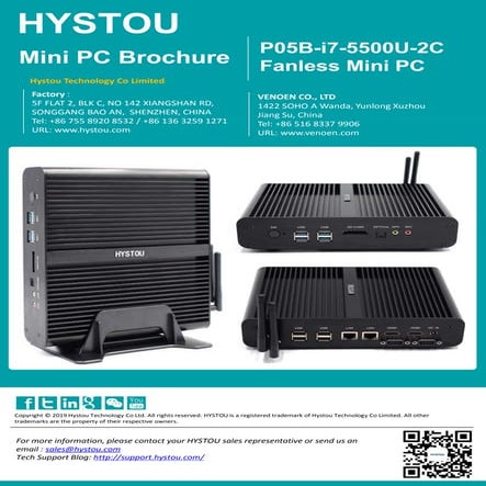 Datasheet for Hystou Mini PC model P05B-i7-5500u-2c | PDF | Computer ...