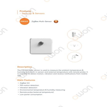 OWON Zigbee2MQTT Compatible Tuya 3-in-1 Multi-Sensor for Smart Building ...