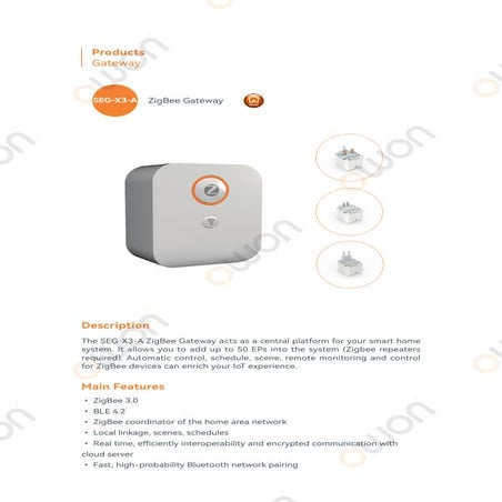 OWON ZigBee Gateway (ZigBee/Wi-Fi) SEG-X3 | PDF