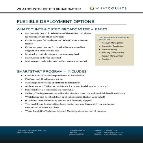 Flexible Deployment Options - WhatCounts-Hosted Broadcaster | PDF
