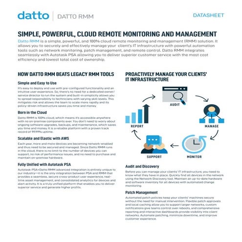 Datto RMM Datasheet | PDF | Cloud Computing | Internet