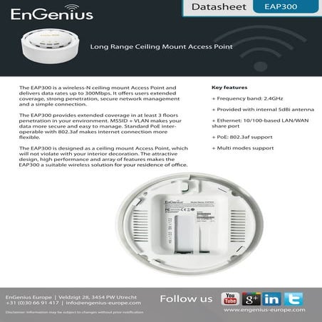 Datasheet EnGenius EAP300 | PDF | Computer Networking | Computing