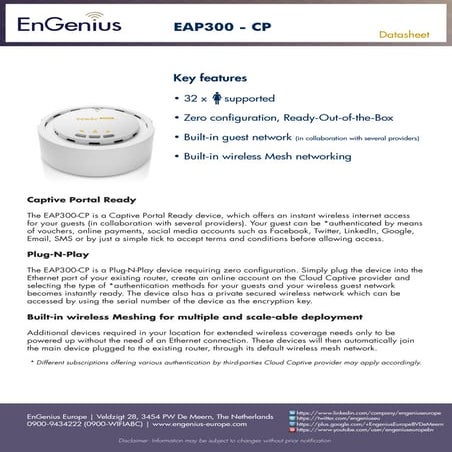 Datasheet EAP300-CP | PDF