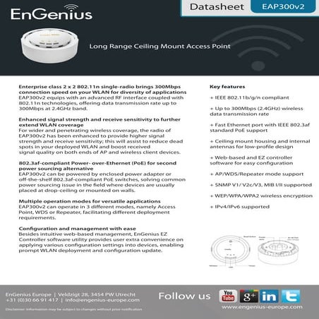 Datasheet EnGenius EAP300v2 | PDF