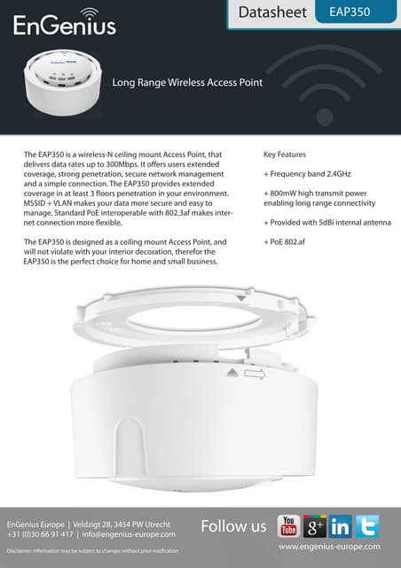 Datasheet EnGenius EAP300 | PDF