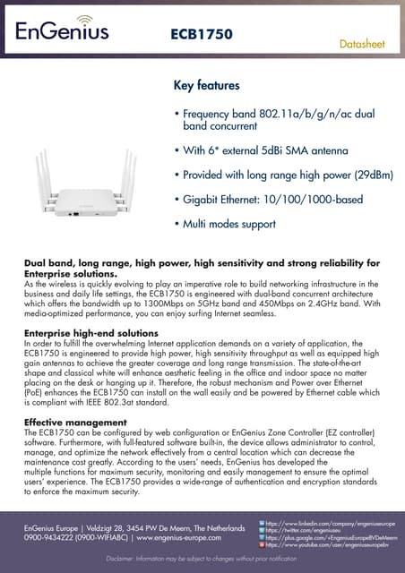 Datasheet EnGenius EAP300 | PDF