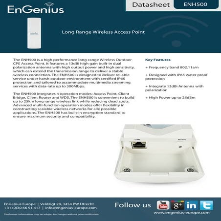 Datasheet EnGenius ENH500 | PDF