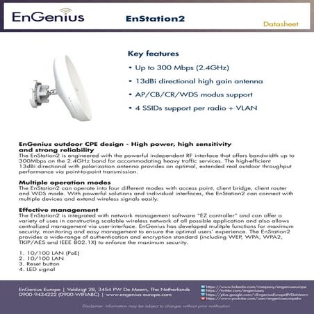Datasheet EnGenius EnStation2 | PDF