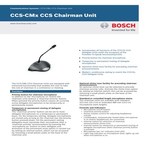 BOSCH CCS-CMx | PDF