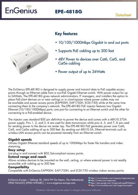 Datasheet EPE4818 | PDF | Computer Networking | Computing