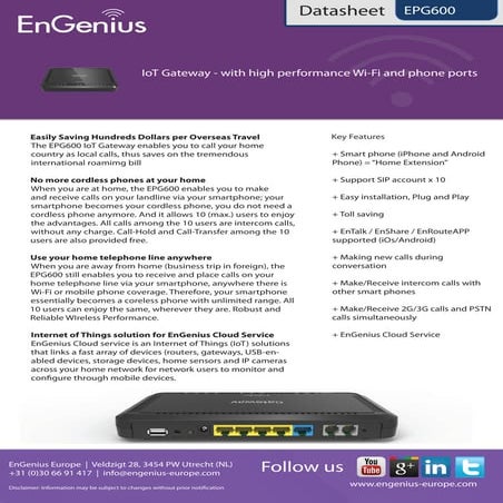 EnGenius Europe Datasheet EPG5000 | PDF