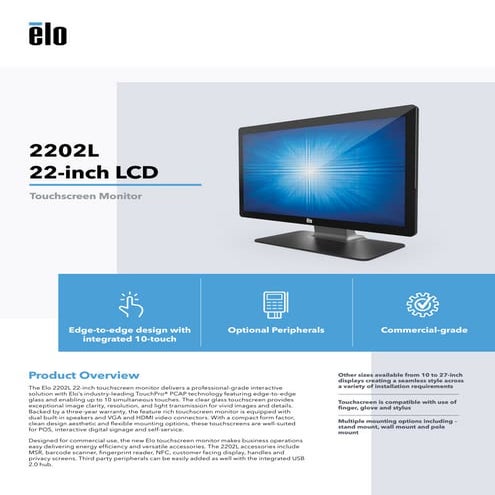ELO ET 2202L - 22 polegadas | PDF
