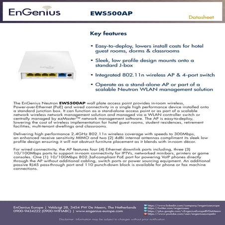Datasheet EnGenius EWS7928P | PDF
