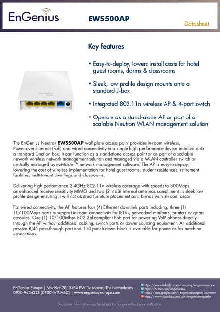 Datasheet EnGenius EGS2108P | PDF
