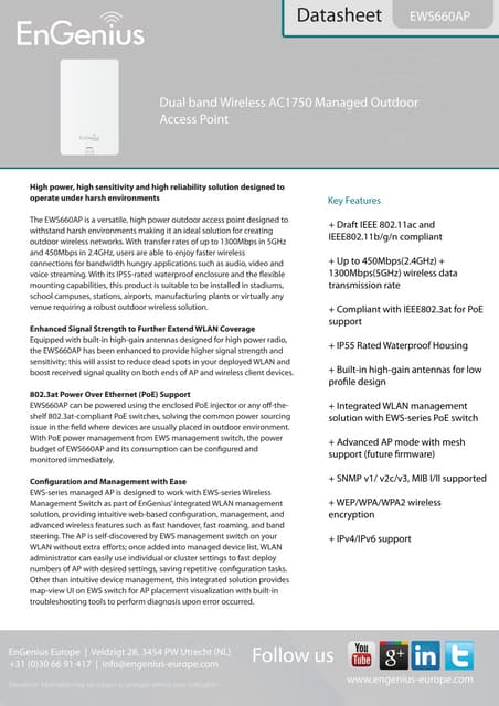 Datasheet EnGenius EAP300v2 | PDF
