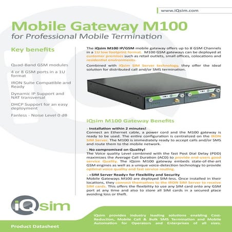 Datasheet m100 en | PDF