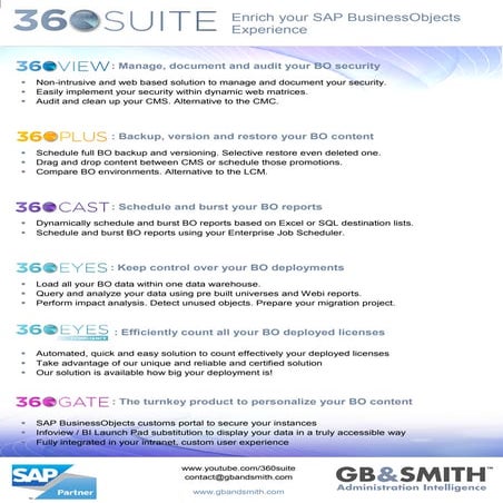 Top ten 360Suite features for SAP BusinessObjects: security, backup ...