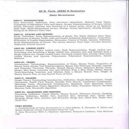 Data structers for iii b.tech 2 semester eee | PDF