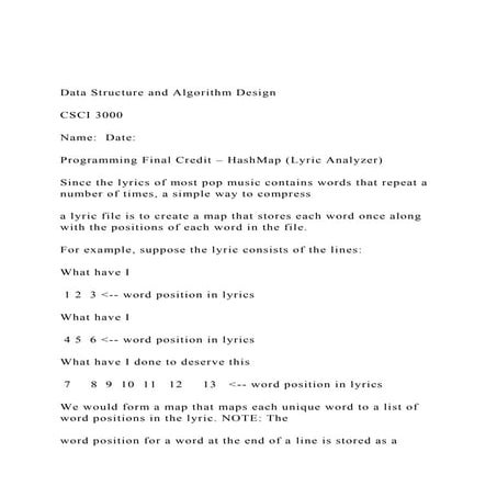 Data Structure And Algorithm Design Csci 3000 Name D Docx