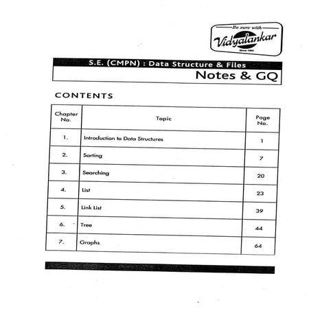 Data structure & files (sem III) cmpn Vidyalankar | PDF