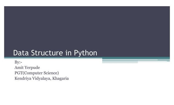 Data Structure Stack operation in python | PPT
