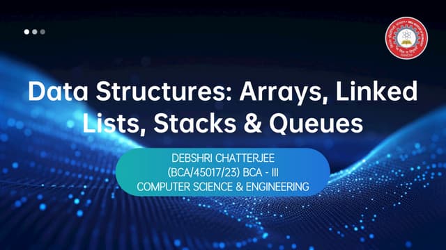 Data Structures Arrays Linked Lists Stacks And Queues Ppt