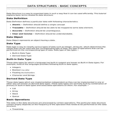 Data Structures Basics Pdf