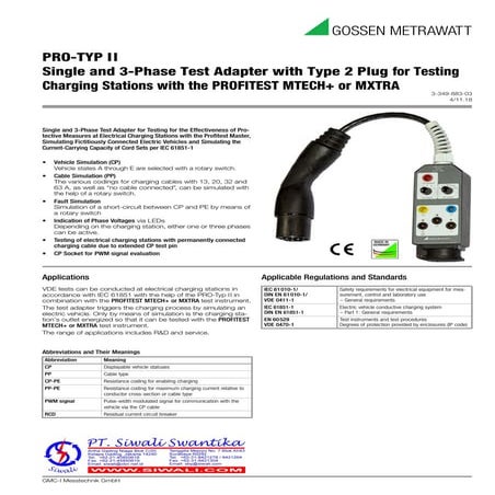 Data Teknis Gossen Metrawatt : PROFITEST EMOBILITY | PDF