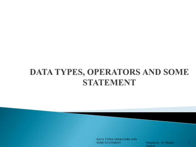 Datatype and Operators used in C Programming | PPT Datatype and Operators used in C Programming | PPT