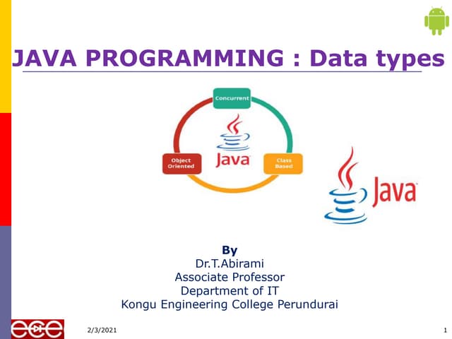 Java Programming Data Types Ppt