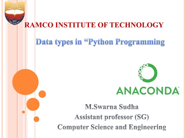 Datatypes Python Programming Ppt