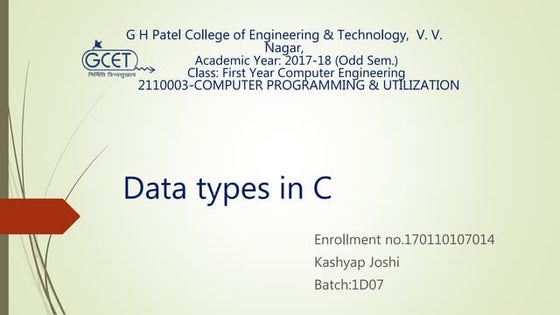 Data Types In C Programming Ppt 7317
