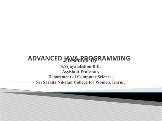 Advanced Java Programming Data Types Variables Arrays Ppt 9197
