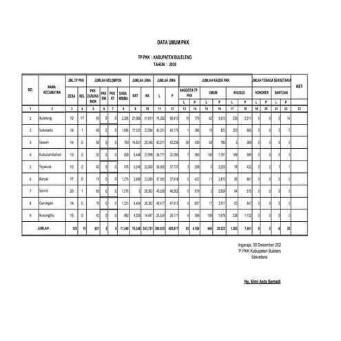Format Data Umum Kegiatan PKK Terbaru 2024 | PDF