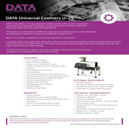 Tabletop DATA Counter U-60B PLUS- Counting Small Parts | PDF