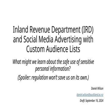 Data use and sensitive information disclosure - IRD and online custom ...