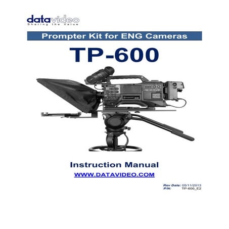 Datavideo TP-600 Prompter KIt for Shoulder-mount ENG Camara | PDF