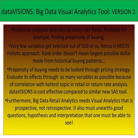 Data Visions Big Data Visual Analytics Tool | PPT