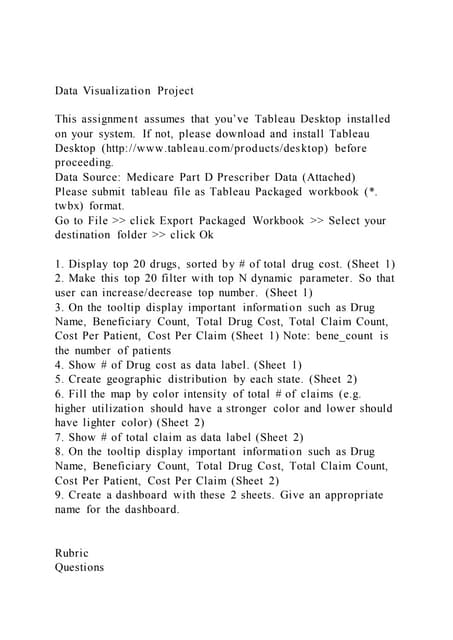 Data Visualization ProjectThis assignment assumes that you’ve | PDF Data Visualization ProjectThis assignment assumes that you’ve | PDF