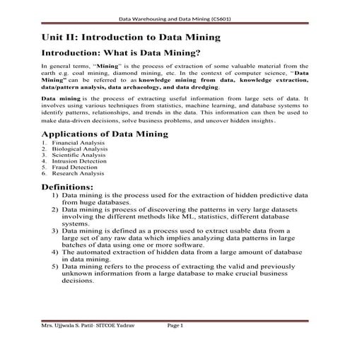 Data Warehose and Data Mining Unit II.docx