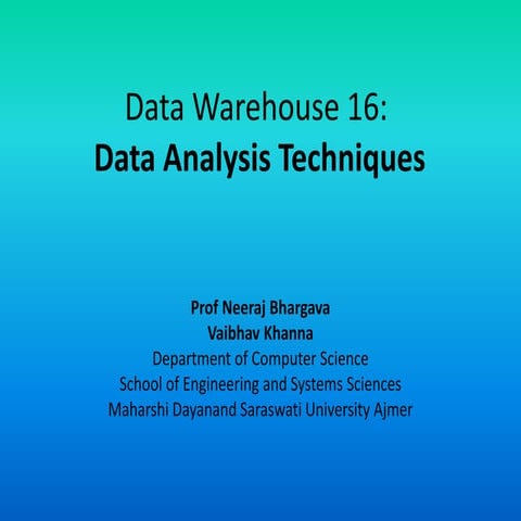 Data warehouse 16 data analysis techniques | PPT