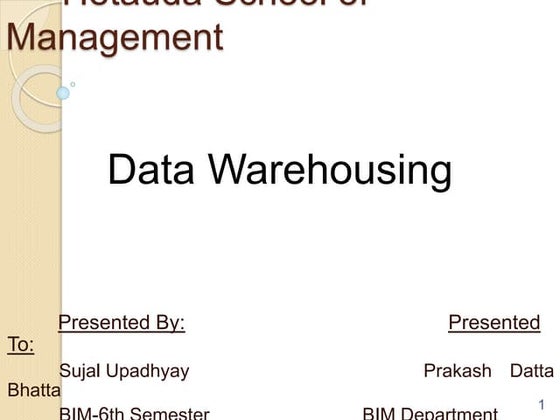 Datawarehouse & bi introduction | PPT